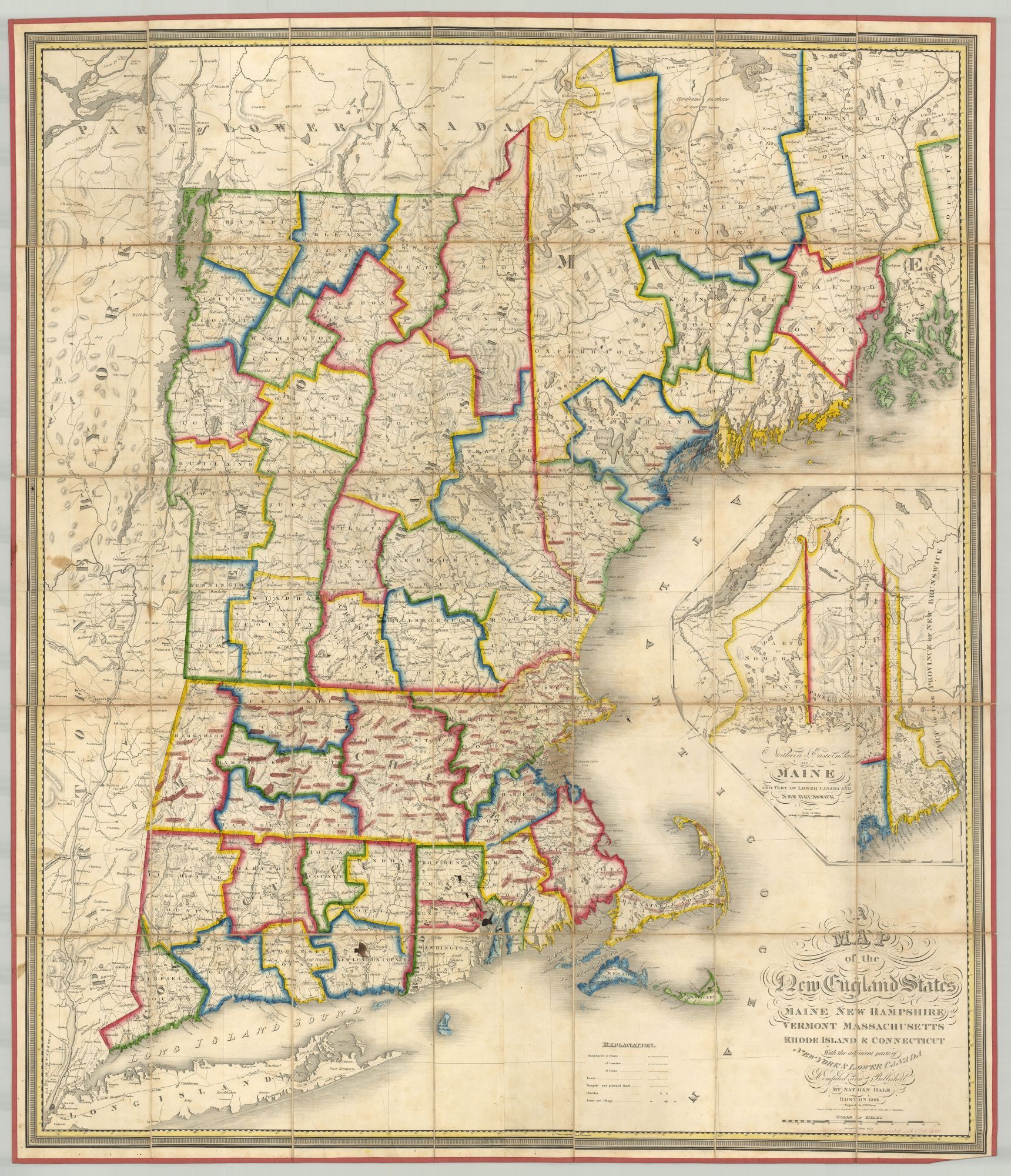 Map of the New England States Maine New Hampshire Vermont Massachusetts ...