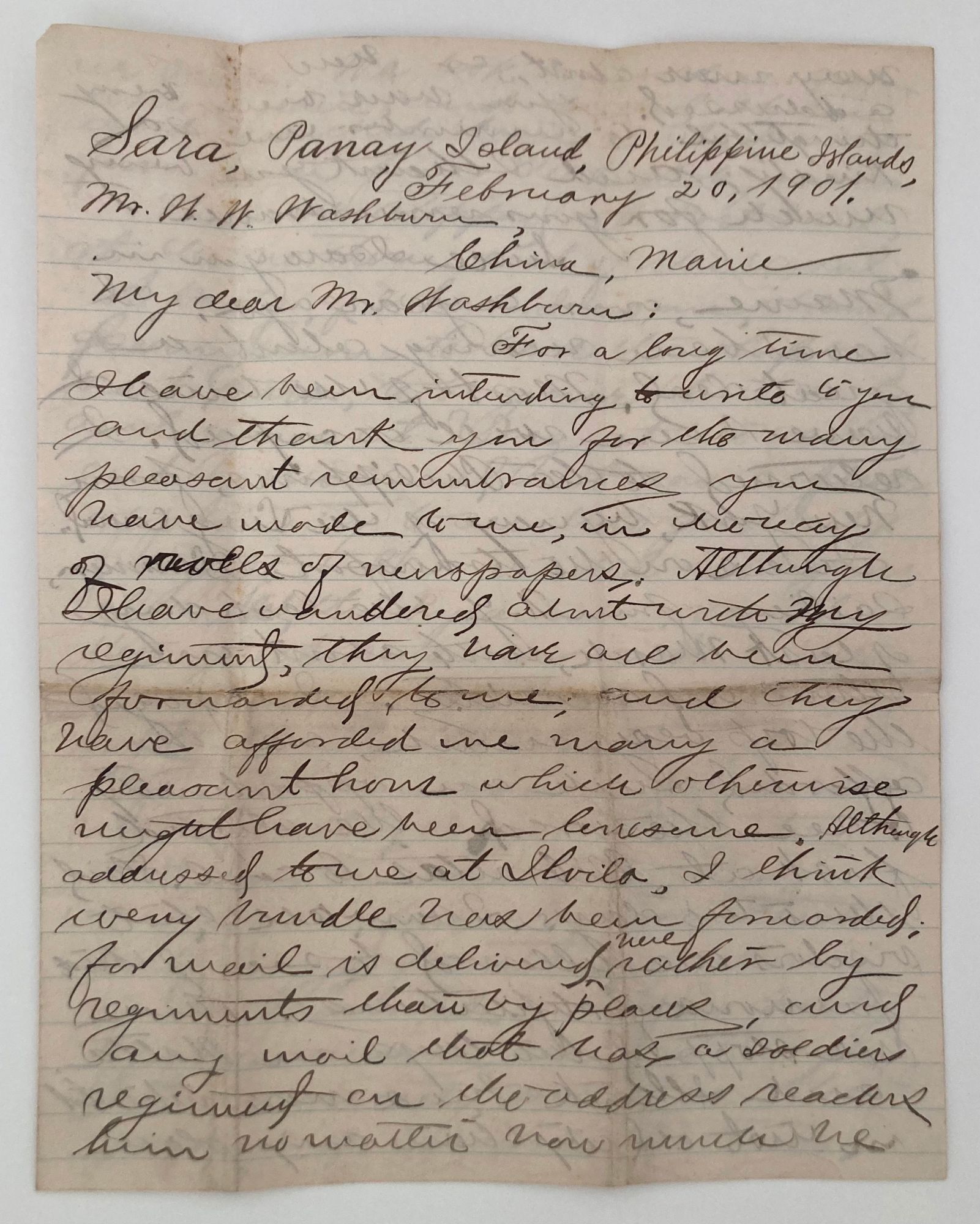 Autograph letter of a Captain in the U.S. Army written from Panay ...