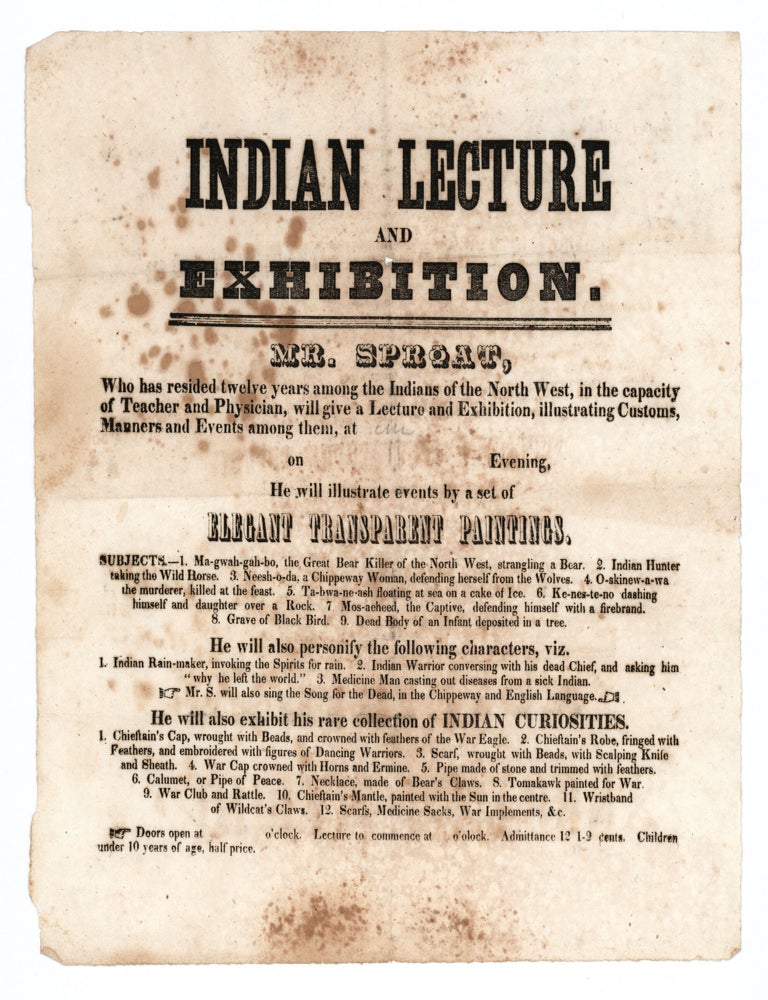 Indian Lecture and Exhibition. Mr. Sproat, Who has resided twelve years ...